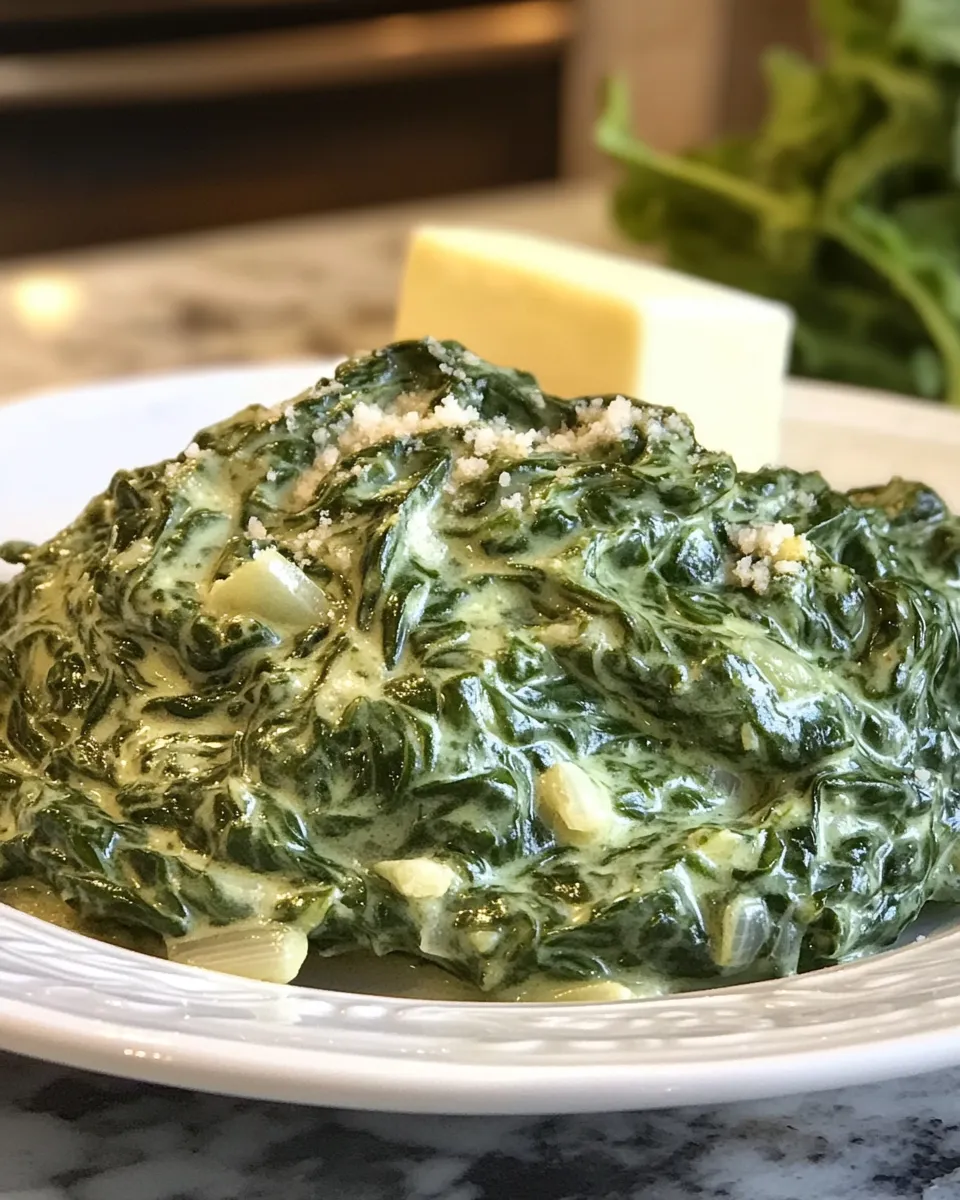 Creamed Spinach with Garlic and Onion Recipe